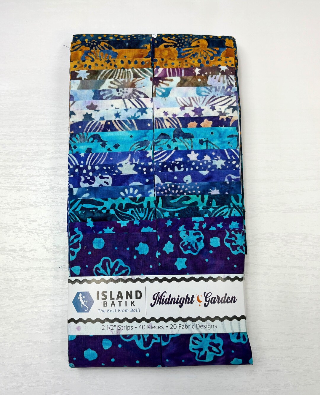 Island Batik Midnight Garden Strip Pack - 40 2 1/2" Pre Cut Fabric ...