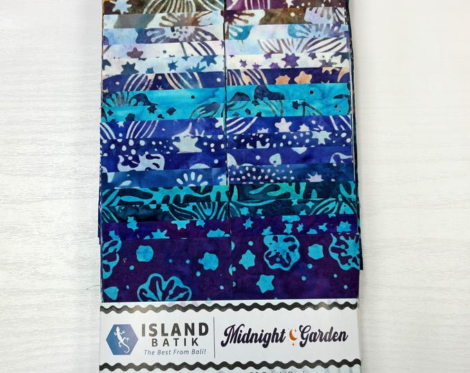 Island Batik Midnight Garden Strip Pack - 40 2 1/2" Pre Cut Fabric ...