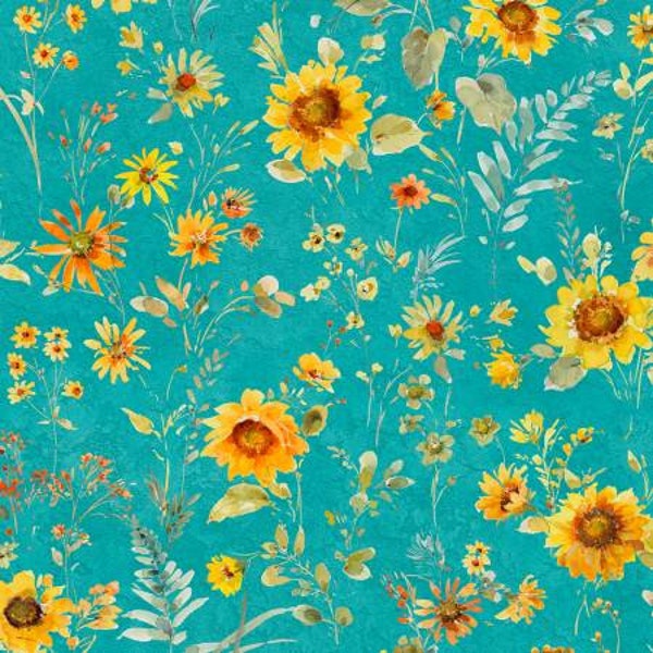 Teal Yellow Fabric - Etsy