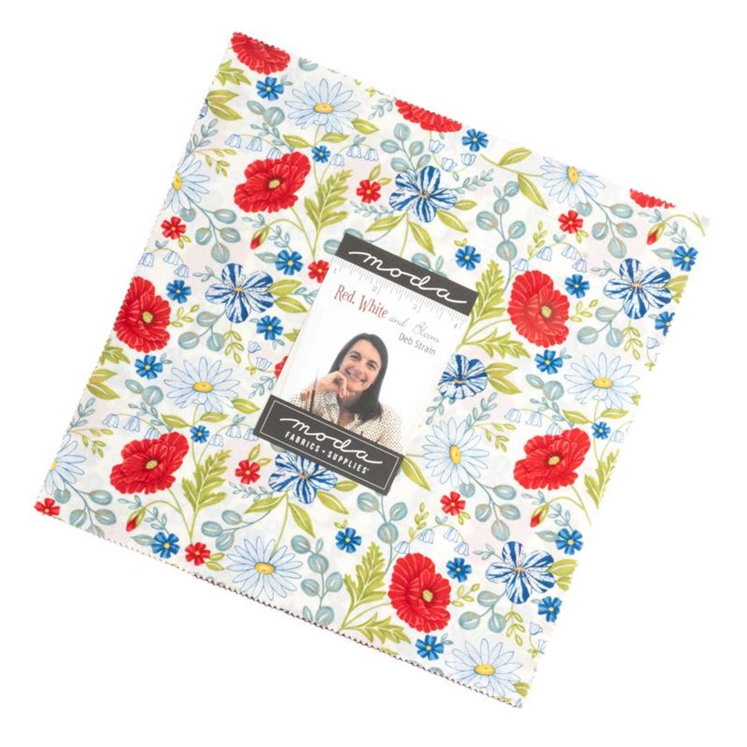 Red White and Bloom Layer Cake - Deb Strain for Moda 56110LC, Patriotic Floral Fabric Layer Cake ...