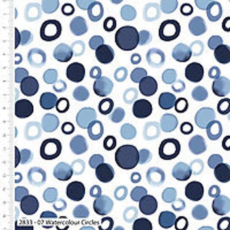 Indigo Elements Watercolor Circles Fabric 2833C-07 Stuart - Etsy