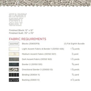 Starry Night Quilt Pattern - Basicgrey PAT036, Modern Star Quilt Pattern - Fat Eighth Friendly ...