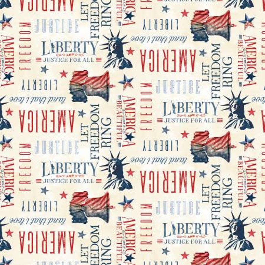 Liberty Lane Cream Patriotic Word Toss Fabric - Wilmington Prints 84458 ...