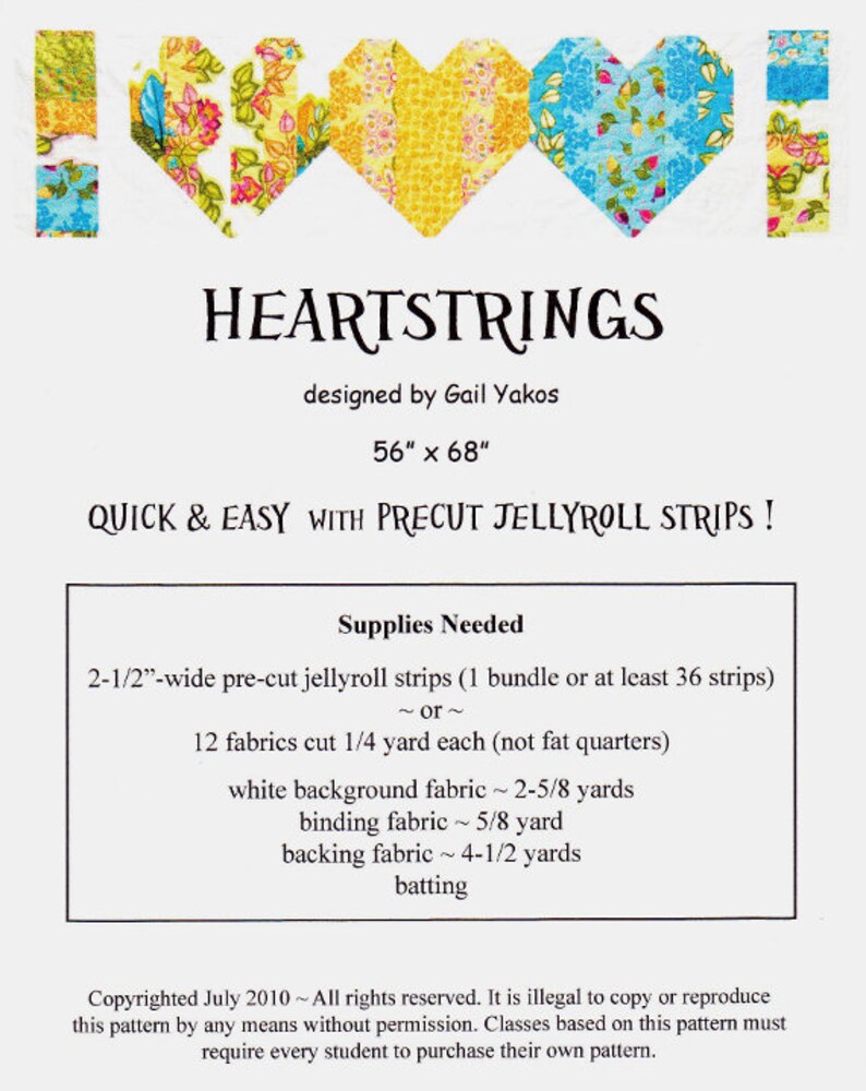 Heartstrings Quilt Pattern Black Mountain Needleworks 820 - Etsy