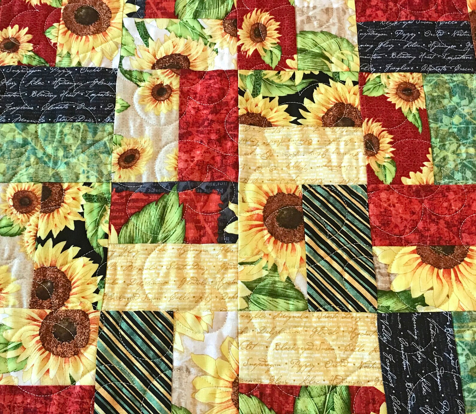 Sunflower Patchwork Table Runner Floral Patchwork Table - Etsy