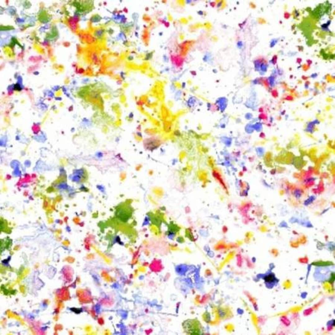 108" White Multi Paint Splatter Wide Quilt Backing Fabric - Windham ...