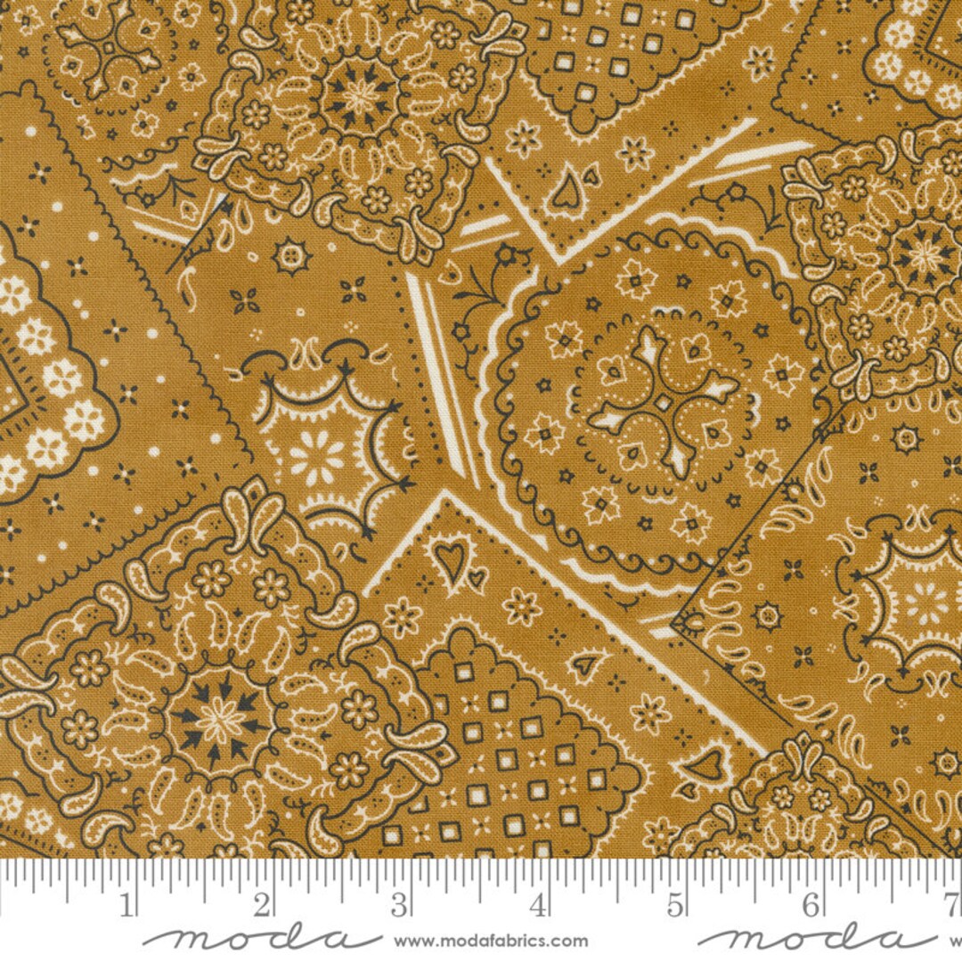 Saddle Ranch Wheat (gold) Western Bandana Fabric - Moda 33794-14 ...