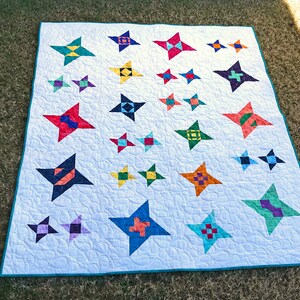 Modern Star Sampler Handmade Quilt, Star Themed Modern Throw Quilt ...