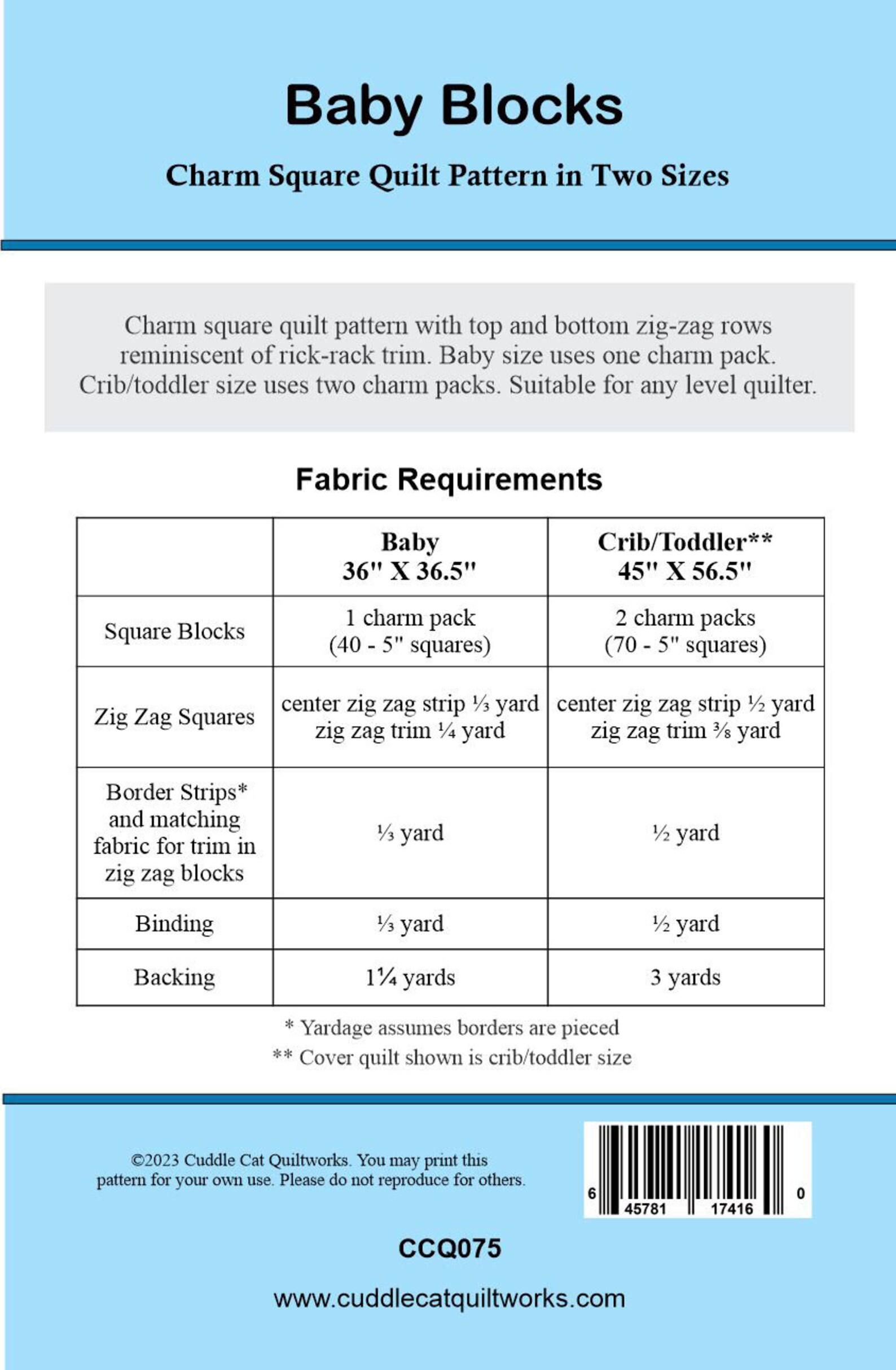 Baby Blocks Charm Square Baby Quilt Pattern in Two Size Options PDF ...