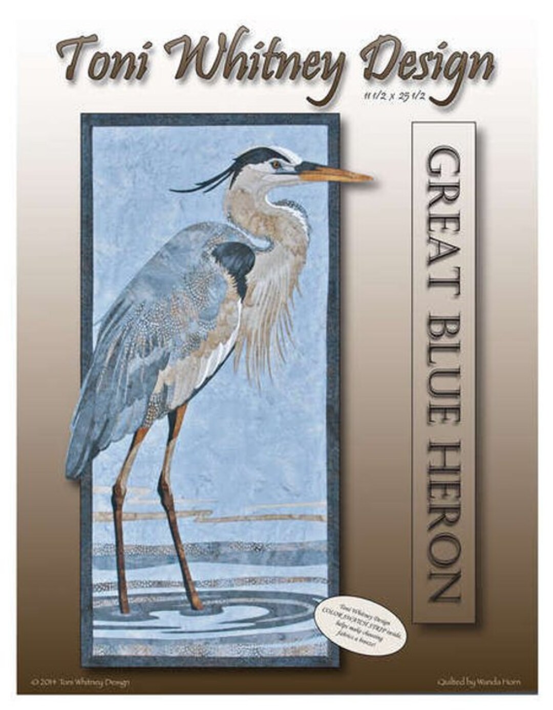 Great Blue Heron Art Quilt Pattern - Toni Whitney Design GBH022TW, Raw ...