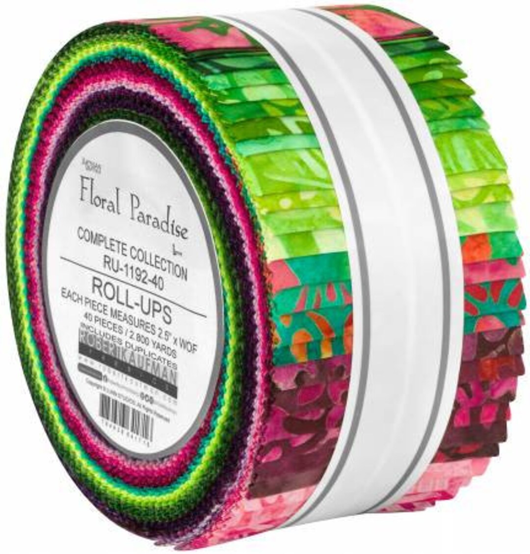 Floral Paradise Batik Roll-up Strip Pack 40 2 1/2 Pre Cut Fabric Strips ...