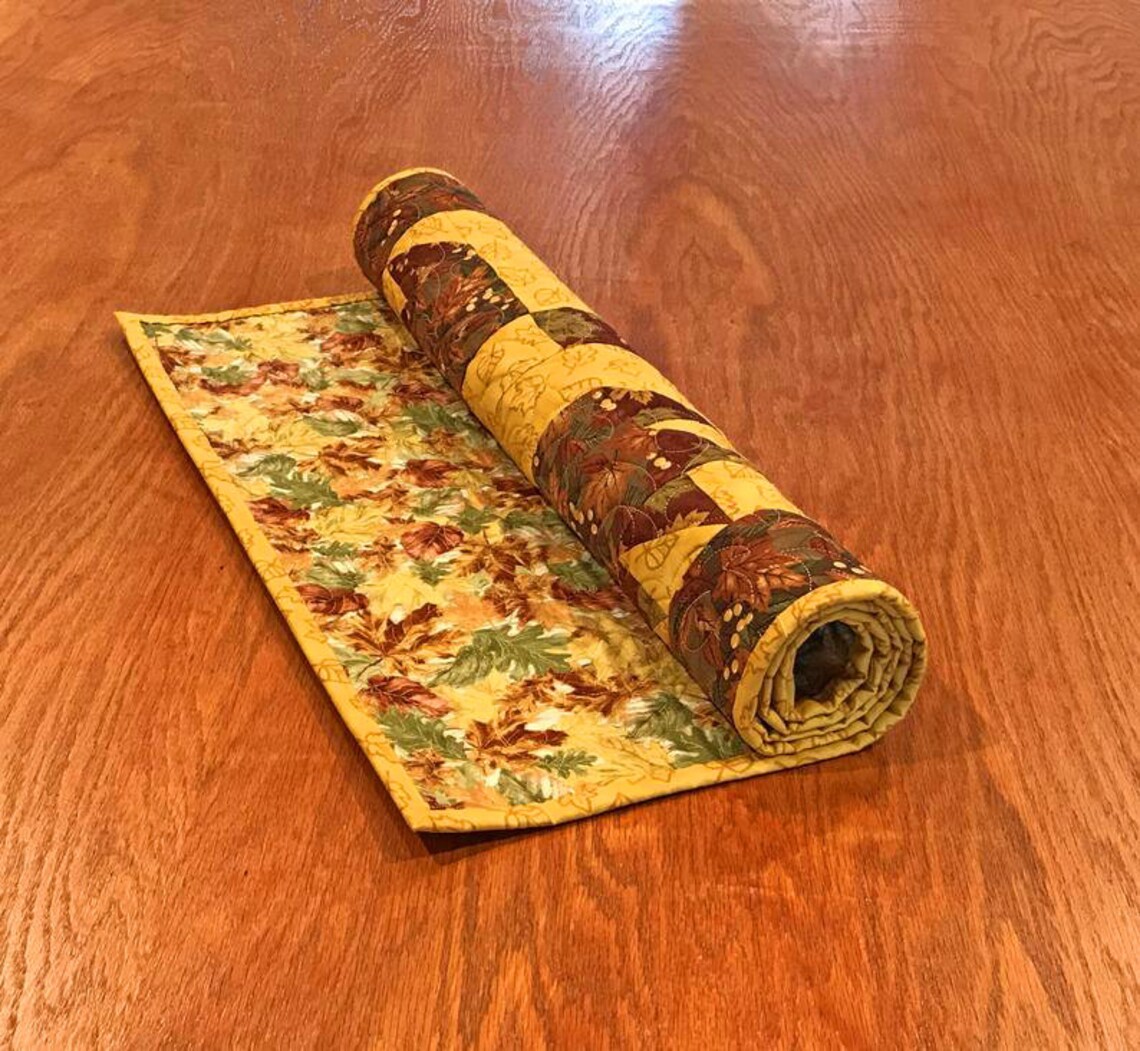 Fall Leaves Table Runner Fall Colors Table Runner Quilted | Etsy