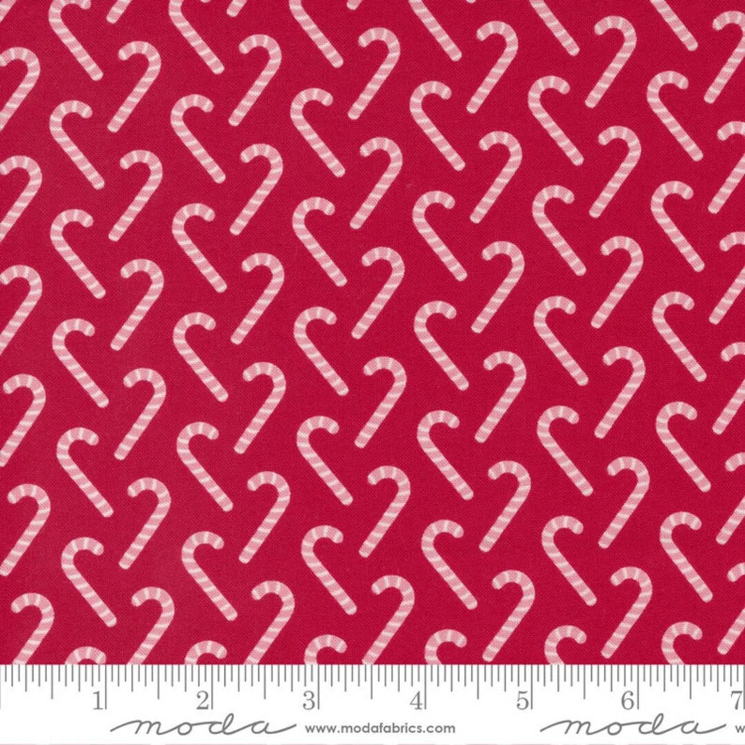 Candy Cane Lane Red Candy Cane Fabric - Moda Fabrics 24124-16, Red ...