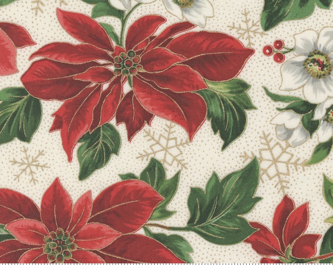 Red Flowers Fabric, Scarlet Poinsettia by Michael Miller CJ3059, Fabric ...