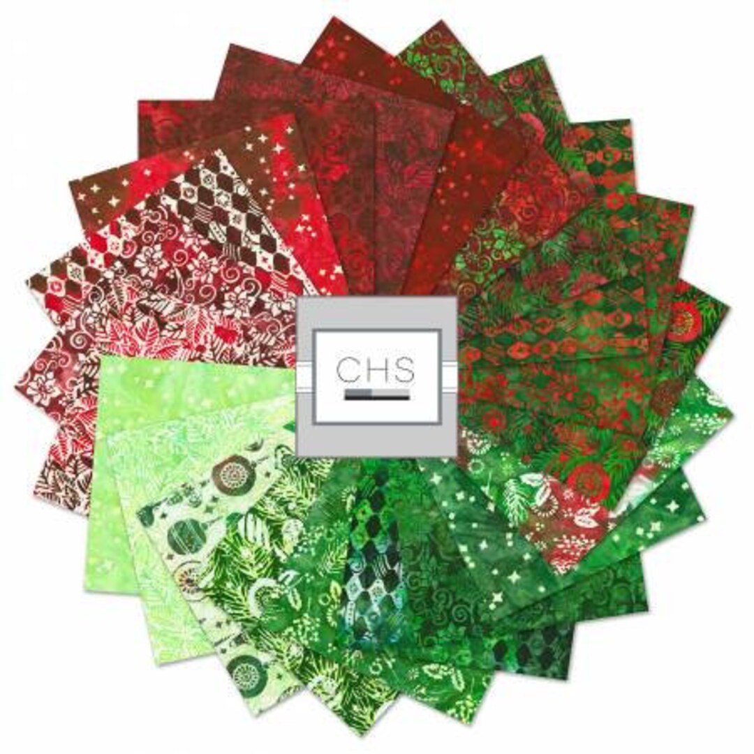 Colors of Christmas Batik 5 Squares Charm Pack Artisan Batik Robert ...