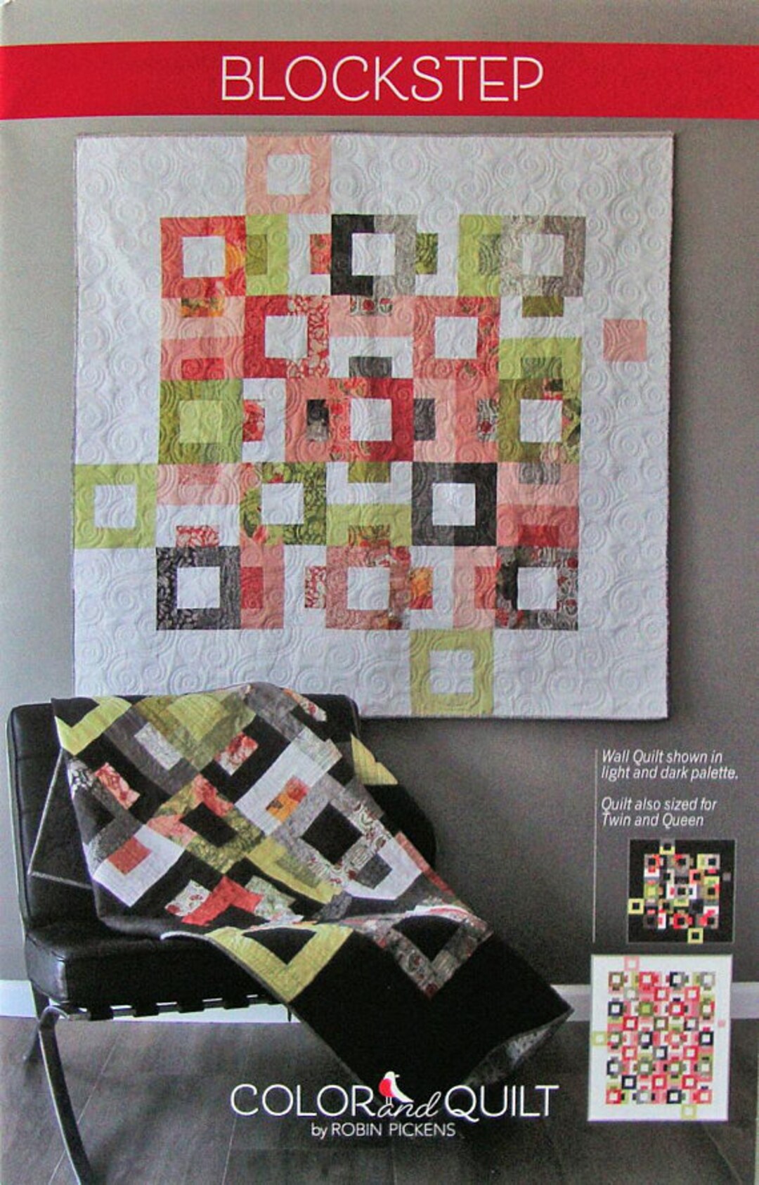 Blockstep Quilt Pattern - Robin Pickens RPQP-BS104, Jelly Roll Quilt Pattern - Fat Quarter ...