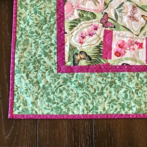 Green and Purple Floral Butterfly Themed Table Topper, Spring Summer ...
