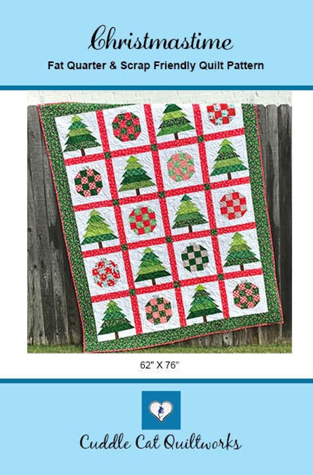 Christmastime Quilt Pattern Printed Version - Cuddle Cat Quiltworks ...