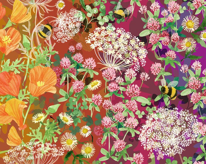 Wild Blossoms Wildflowers Ombre Fabric, Robin Pickens for Moda #48730 ...