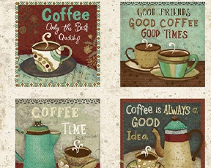 Coffee Shop Panel by Sue Zipkin for Clothworks Y2830-55 - Coffee Themed ...