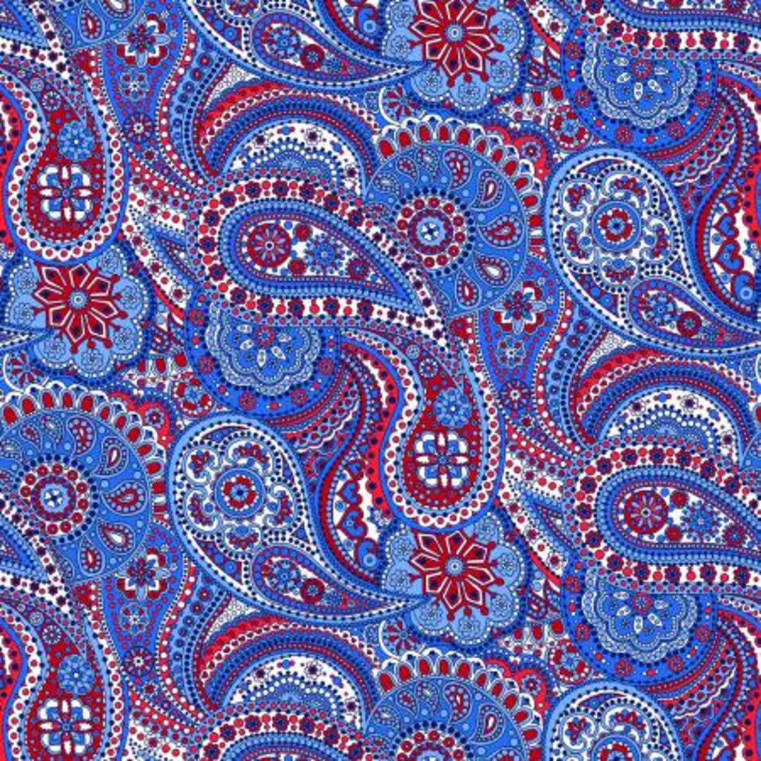 108" Paisley Paradise Red White and Blue Paisley Wide Quilt Backing ...