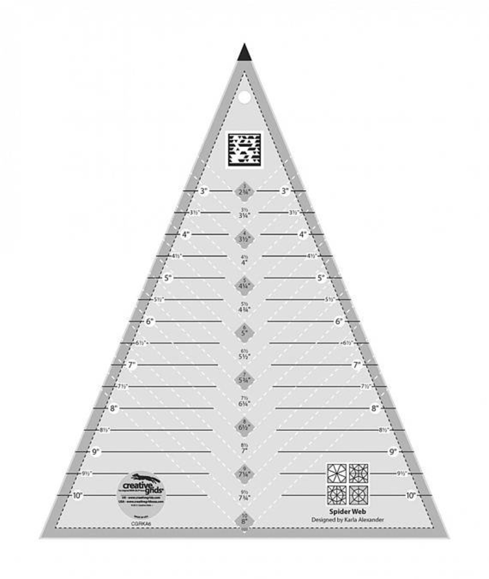 Spider Web Ruler by Creative Grids #CGRKA6, Non Slip Triangle Ruler ...