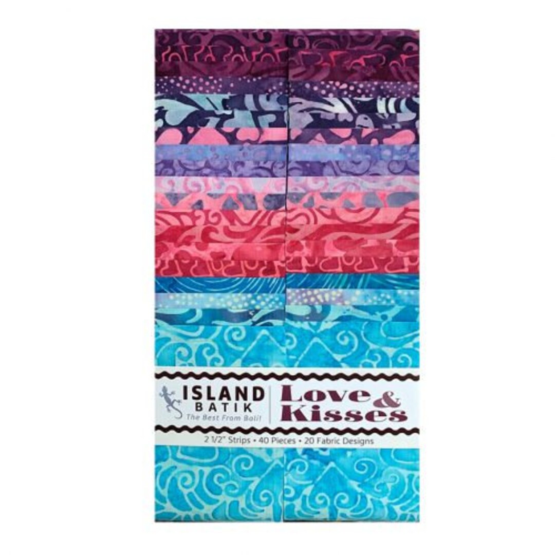 Island Batik Love and Kisses Strip Pack 40 2 1/2 Pre Cut Fabric Strips ...