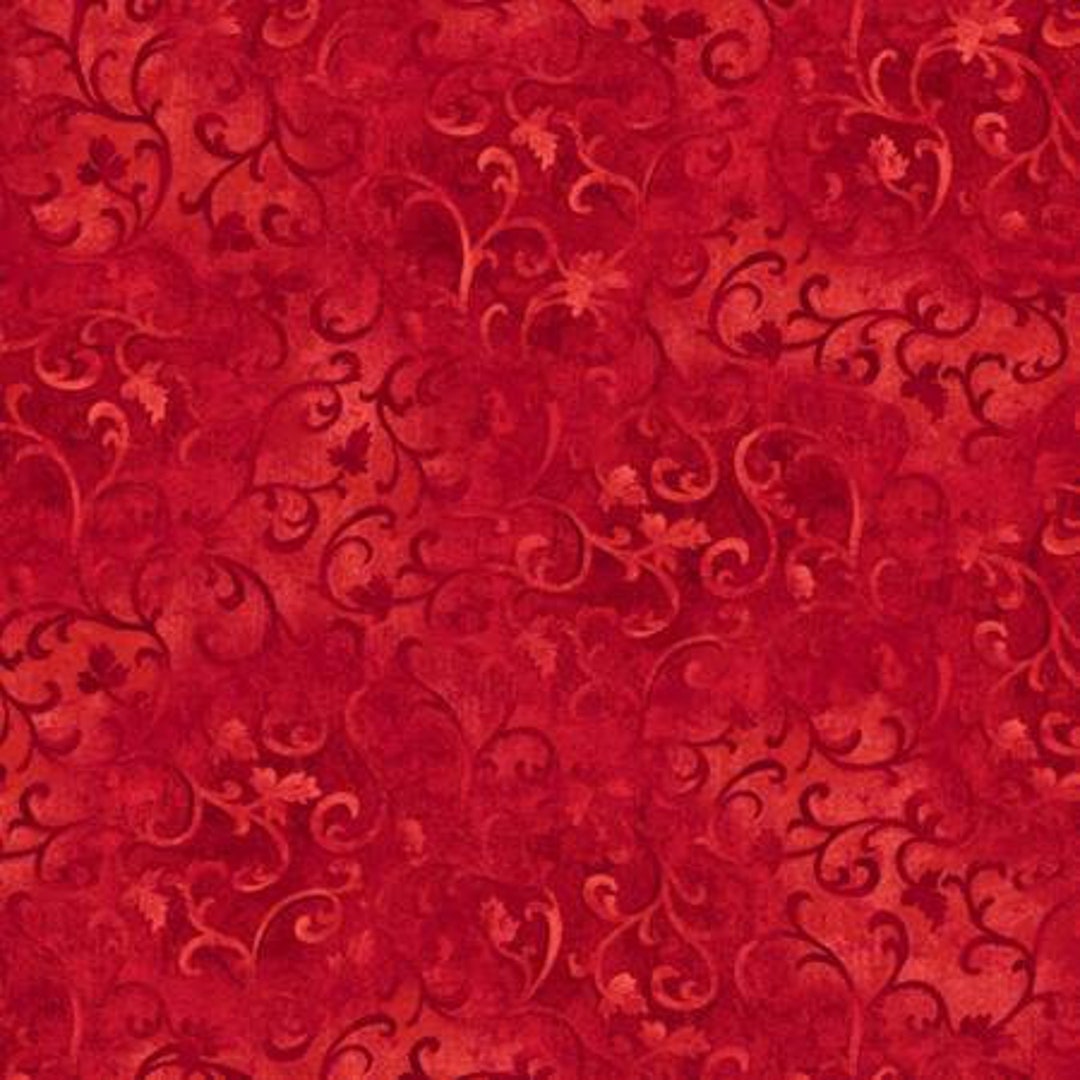 Red Scroll Fabric Wilmington Essentials 89025-333, Red Blender Fabric ...