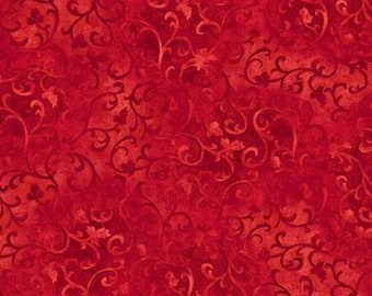 Red Scroll Fabric Wilmington Essentials 89025-333, Red Blender Fabric ...
