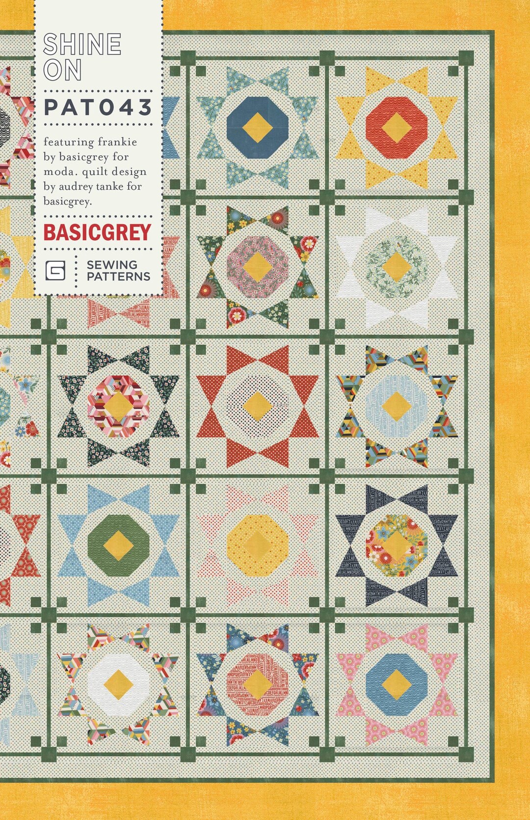 Shine on Quilt Pattern - Basicgrey PAT043, Modern Star Quilt Pattern - Fat Eighty Friendly Quilt ...