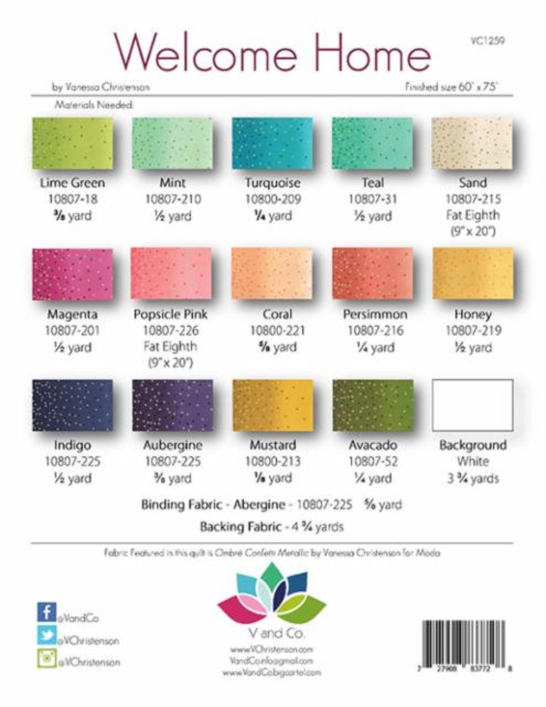 Welcome Home Quilt Pattern V and Co VC1259 Houses and | Etsy