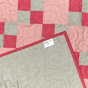 Pink and Gray Patchwork Baby or Toddler Quilt Baby Girl | Etsy