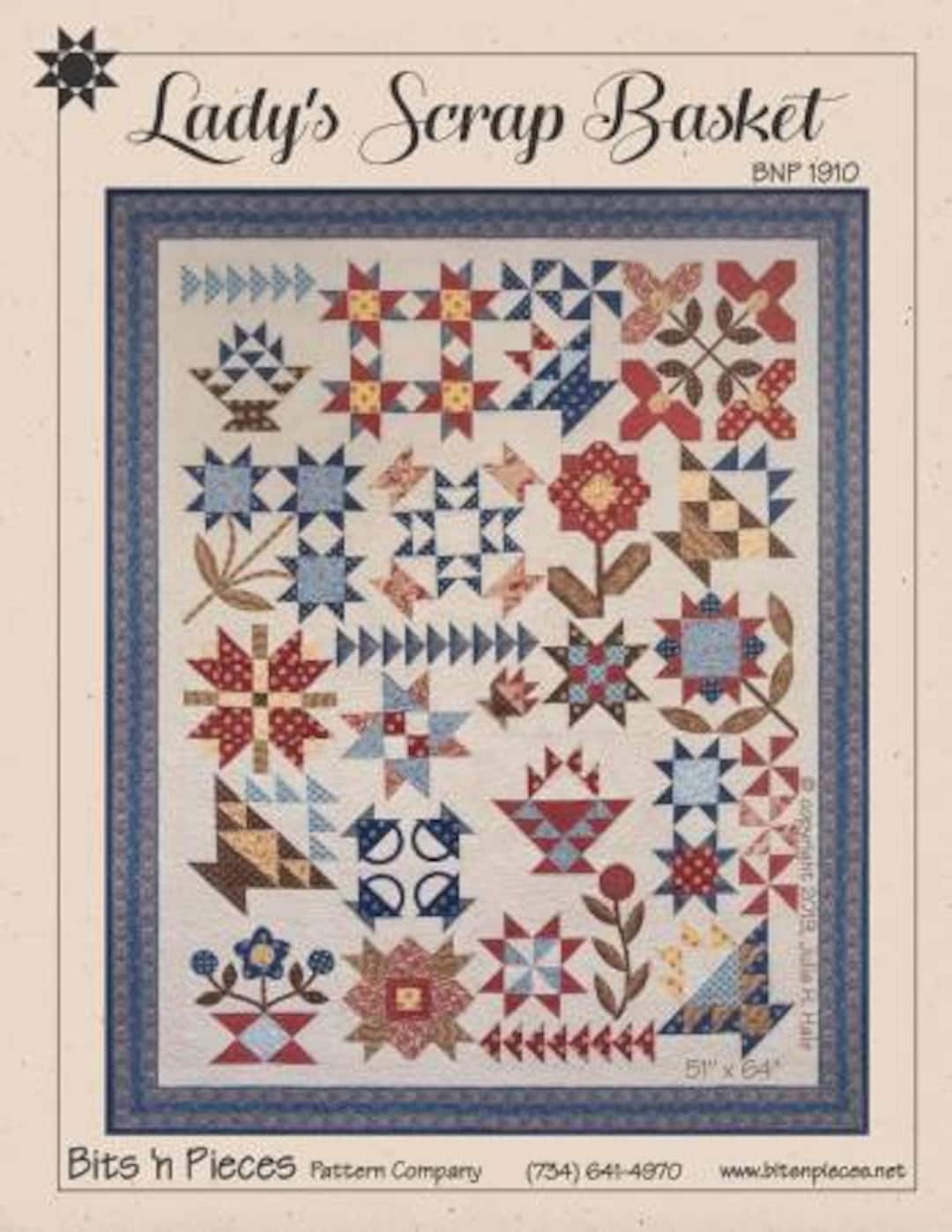 Lady's Scrap Basket Applique Quilt Pattern - Bits N Pieces BNP-1910 ...