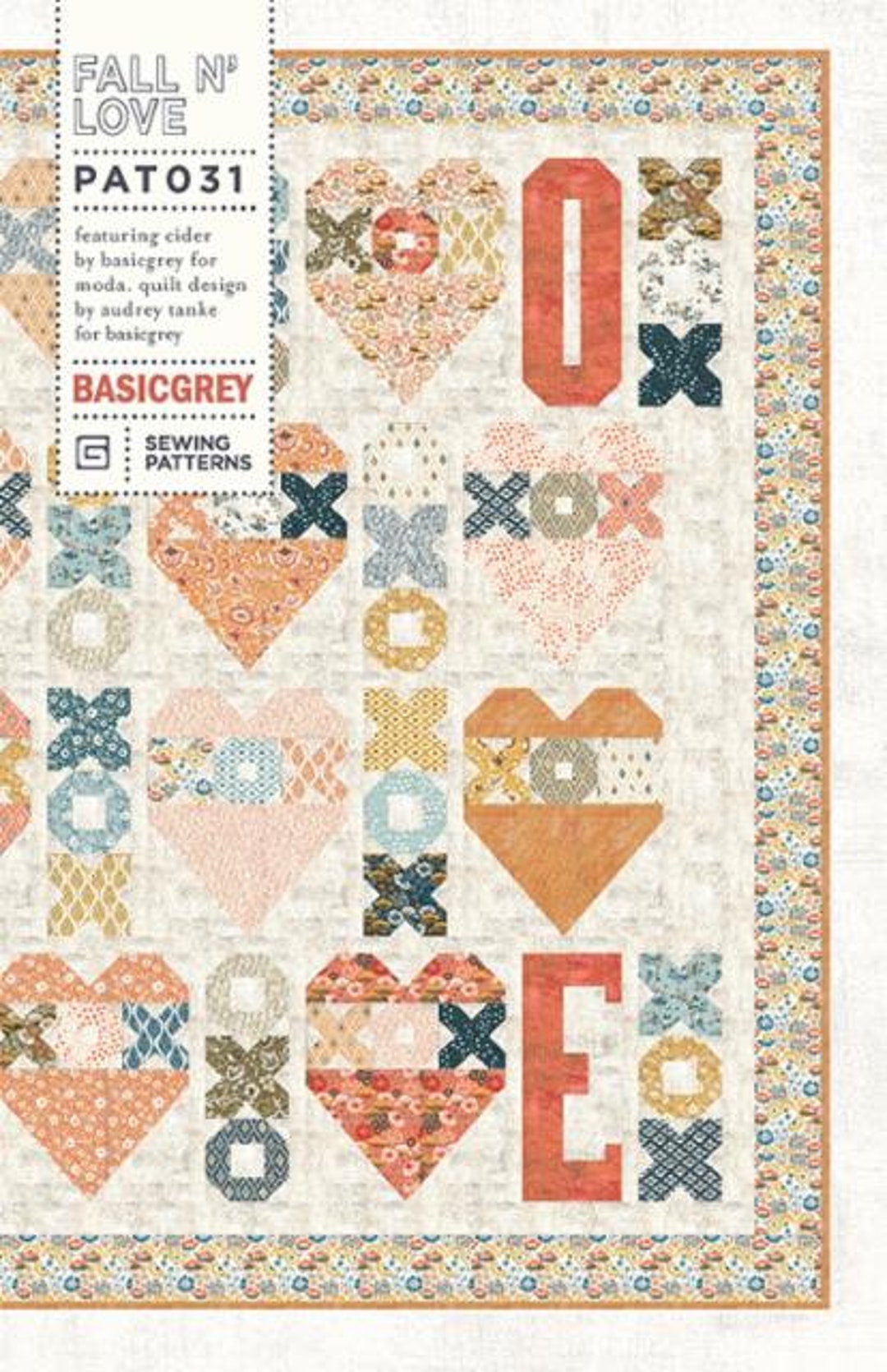 Fall N Love Quilt Pattern by Basicgrey PAT031, Modern Love Themed Quilt ...