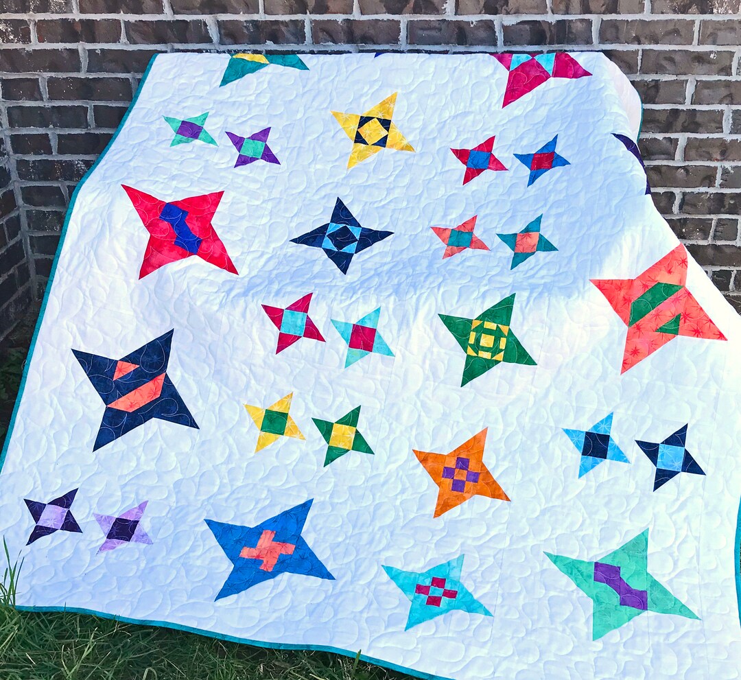 Modern Star Sampler Handmade Quilt, Star Themed Modern Throw Quilt ...