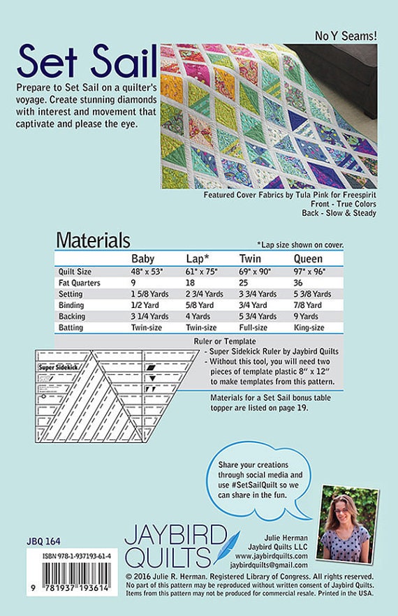 Set Sail Quilt Pattern Jaybird Quilts JBQ-164 Fat Quarter - Etsy