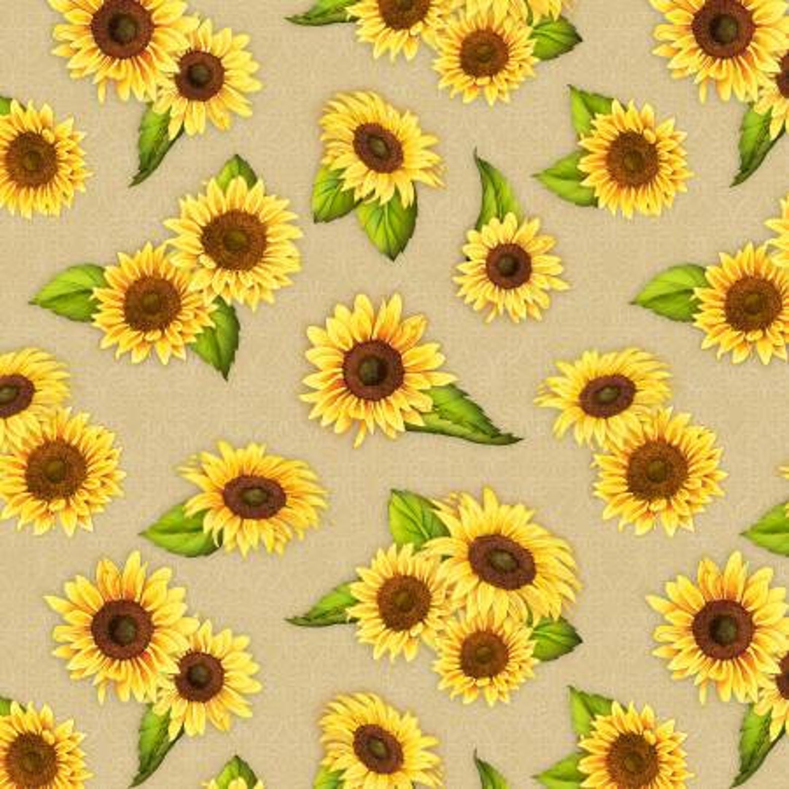 Jardin Du Soleil Tan Sunflower Toss Fabric - Wilmington Prints 32062 ...