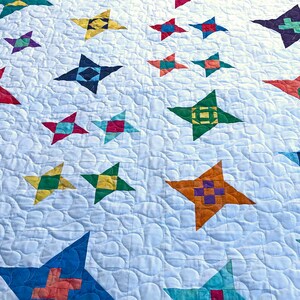 Modern Star Sampler Handmade Quilt, Star Themed Modern Throw Quilt ...