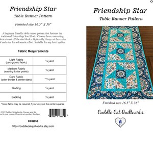 Friendship Star PDF Table Runner Pattern Beginner Friendly - Etsy