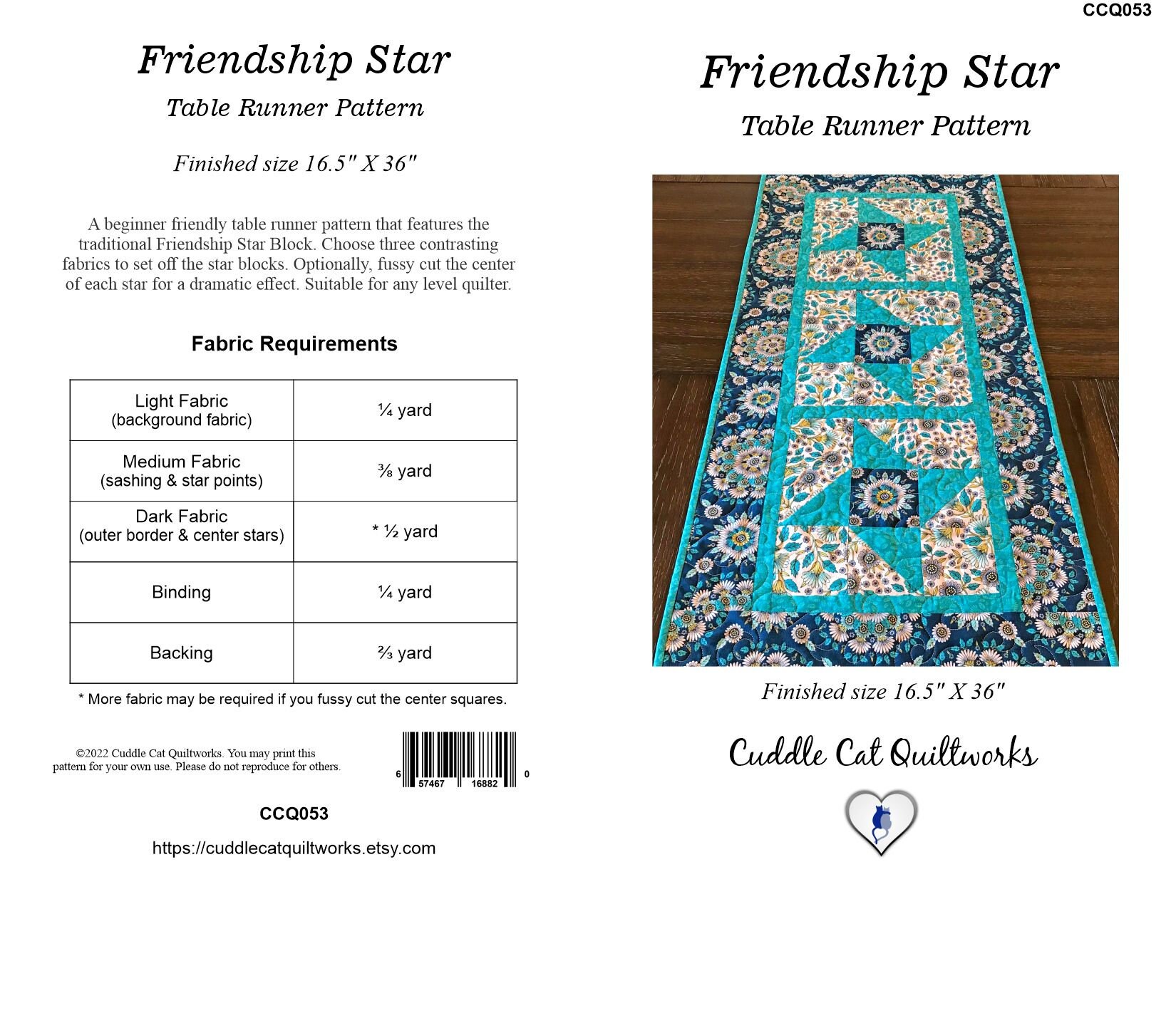 Friendship Star PDF Table Runner Pattern Beginner Friendly - Etsy