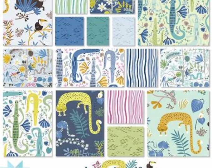 Jungle Jive Fat Eighth Bundle 16pc, Asa Gilland for Clothworks FE0302 ...