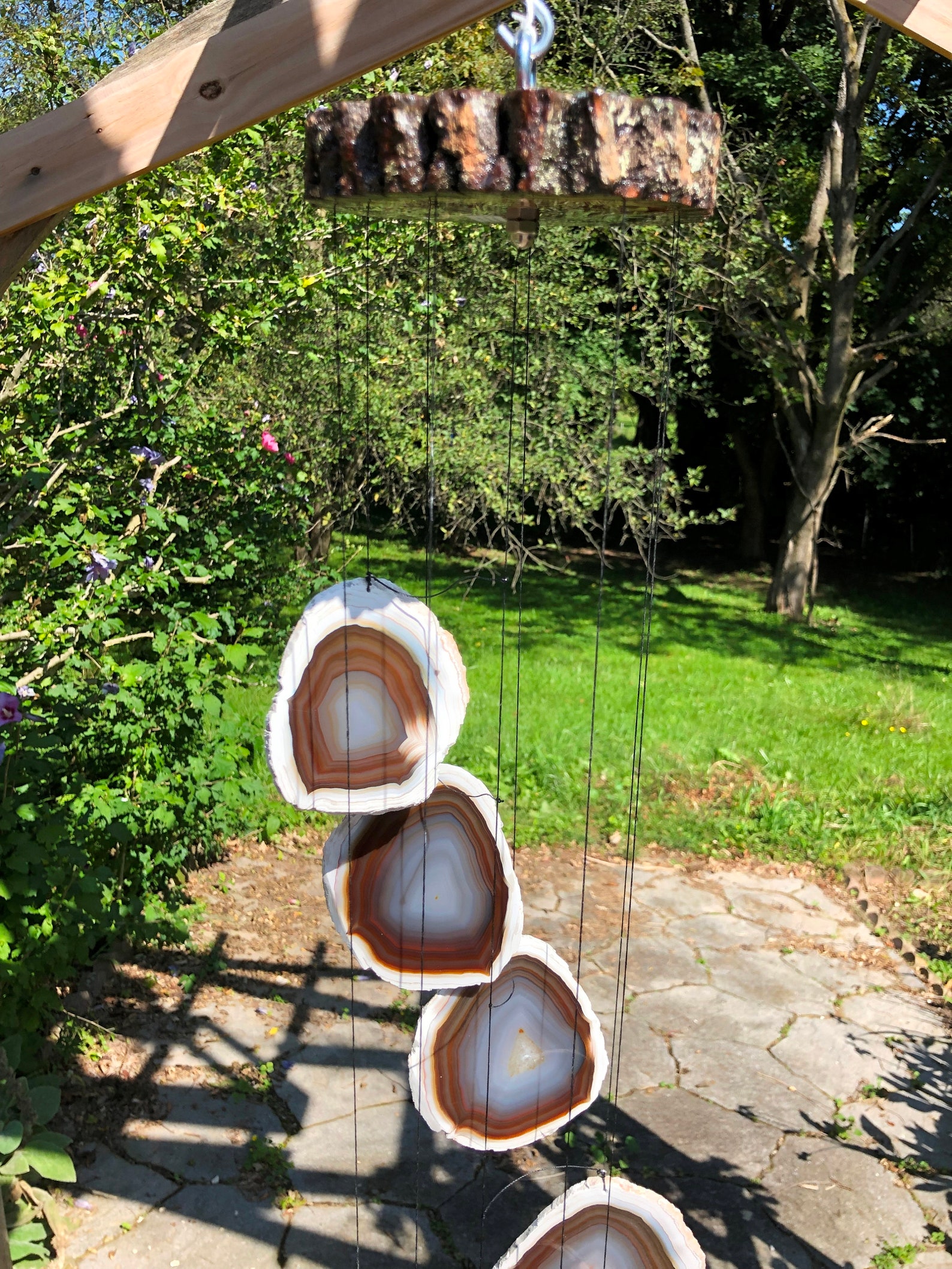 Hand Made in USA Very Rare 44" Long 8 Piece White Rimmed Banded Agate ...