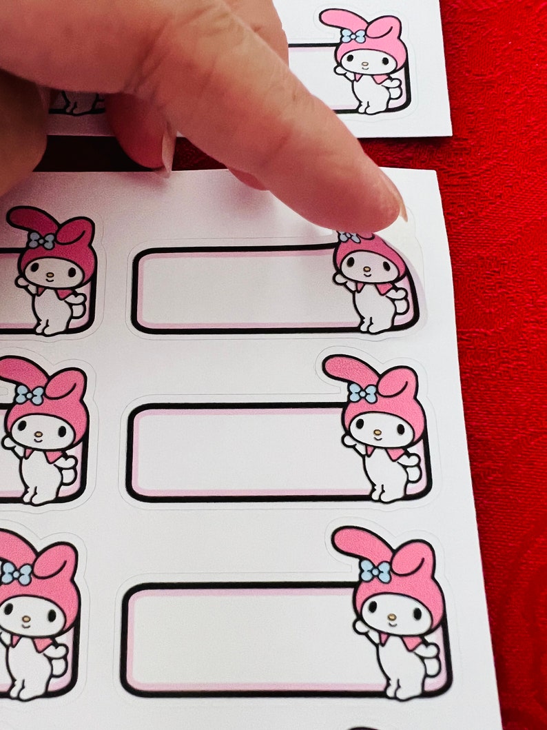 Hello Kitty or My Melody Blank Label Stickers Matte - Etsy
