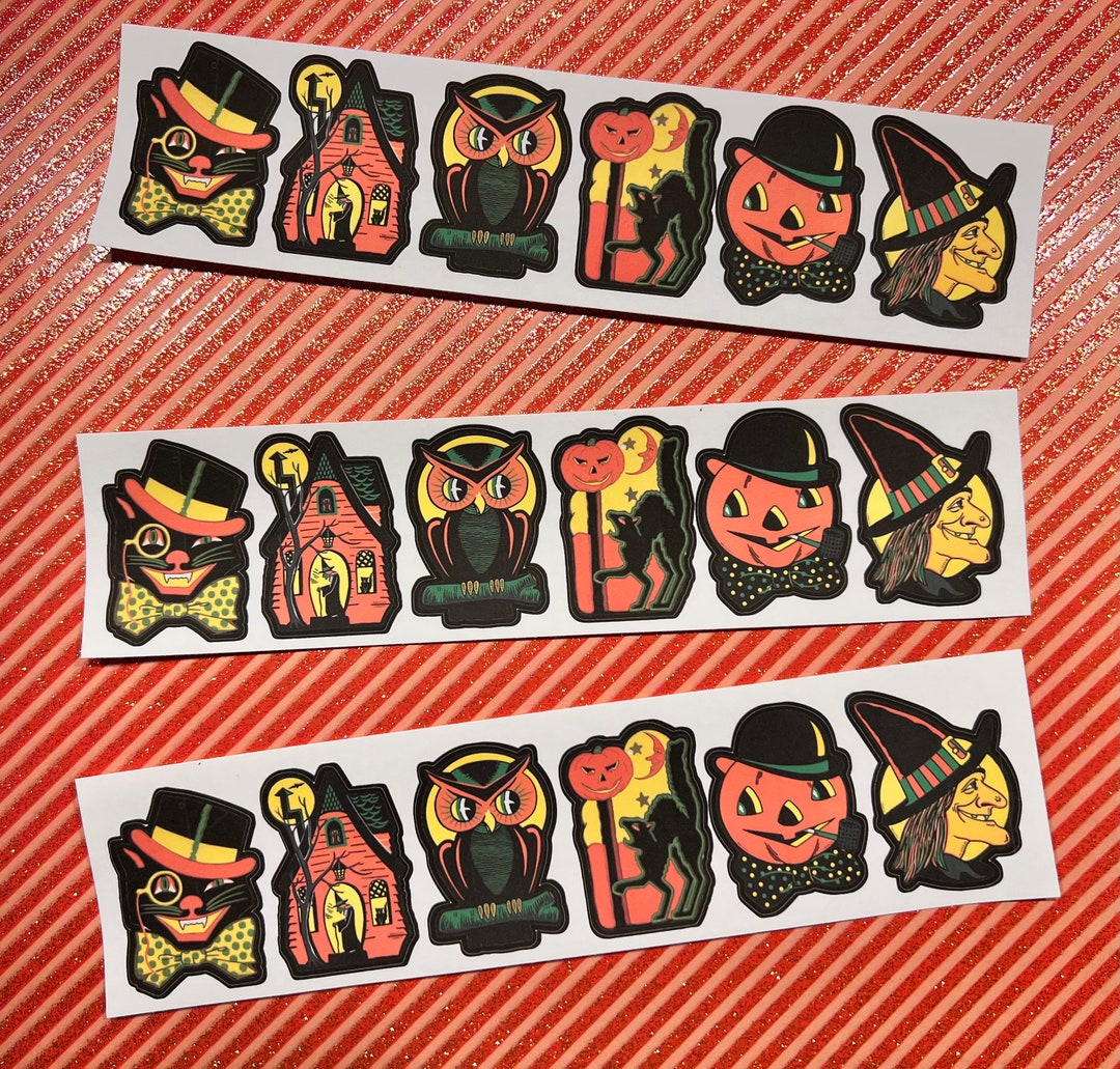 Vintage Retro Halloween Matte Stickers - Etsy