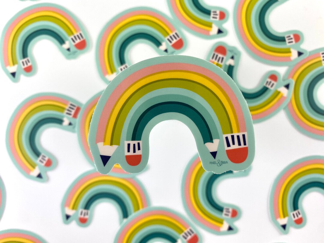 Rainbow Pencil 3 Waterproof Sticker Teacher Sticker Artist Vinyl Decal ...
