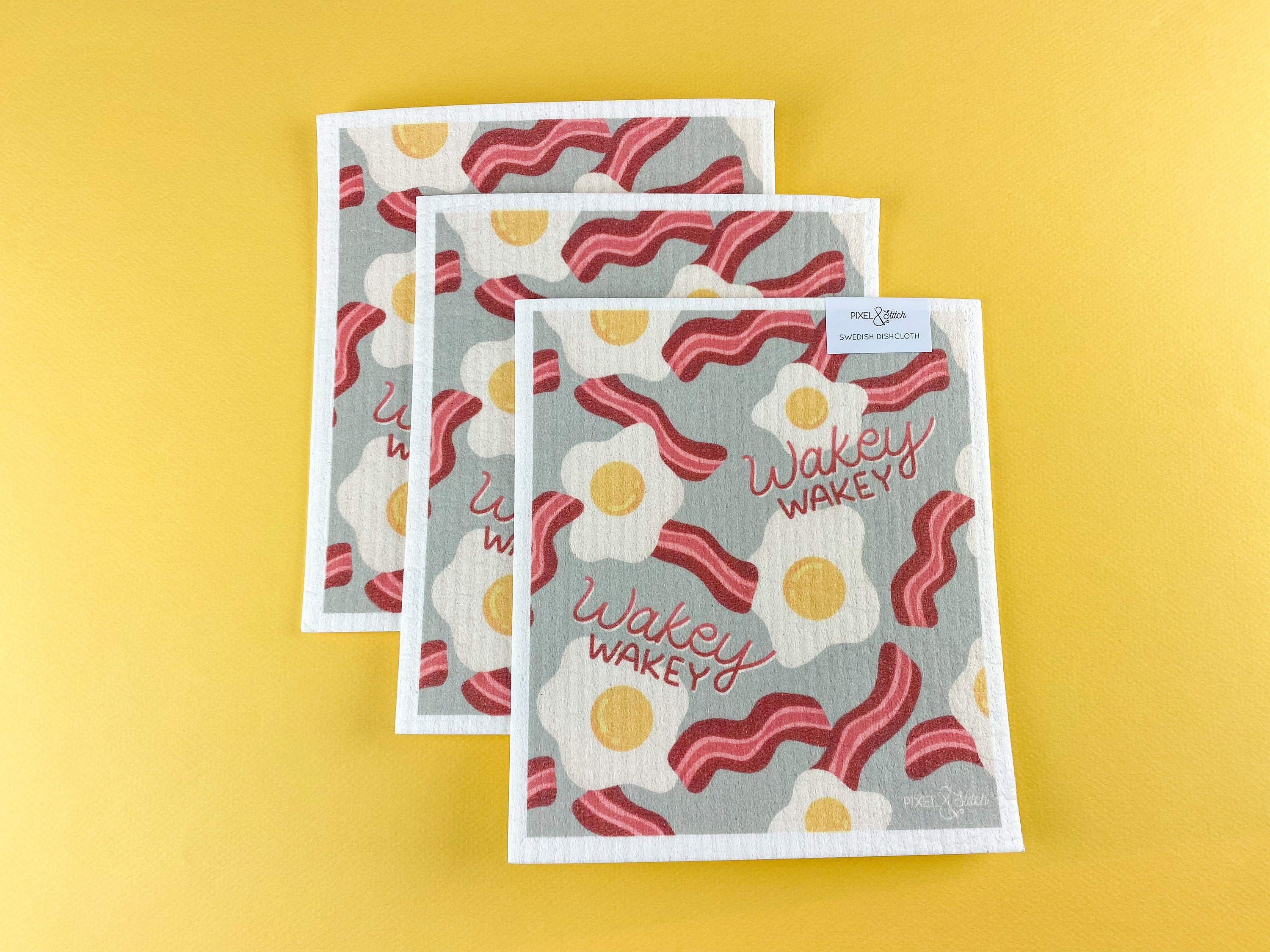 Wakey Wakey Eggs Bakey Swedish Dishcloth Reusable Paper Towel - Etsy