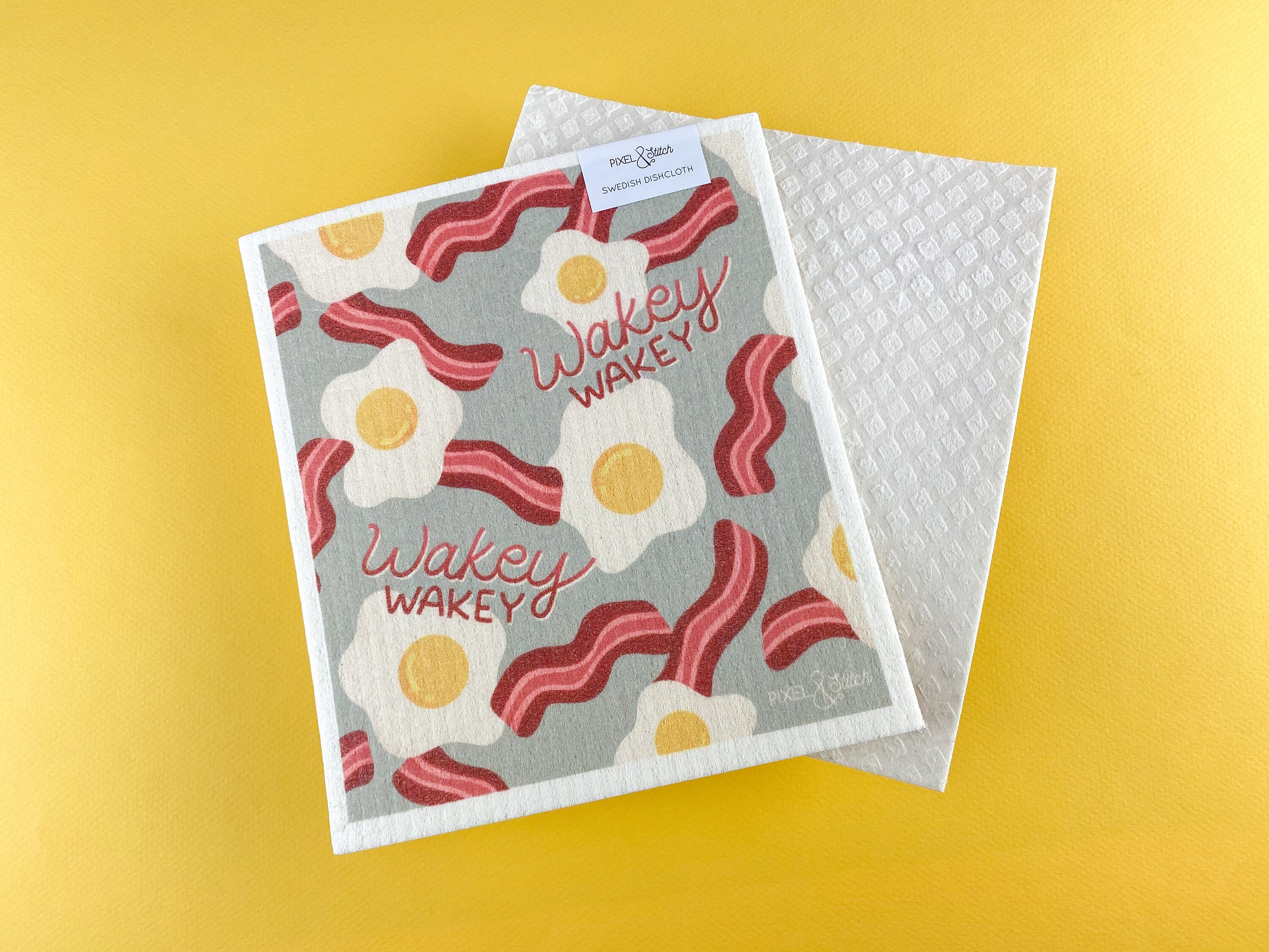 Wakey Wakey Eggs Bakey Swedish Dishcloth Reusable Paper Towel - Etsy