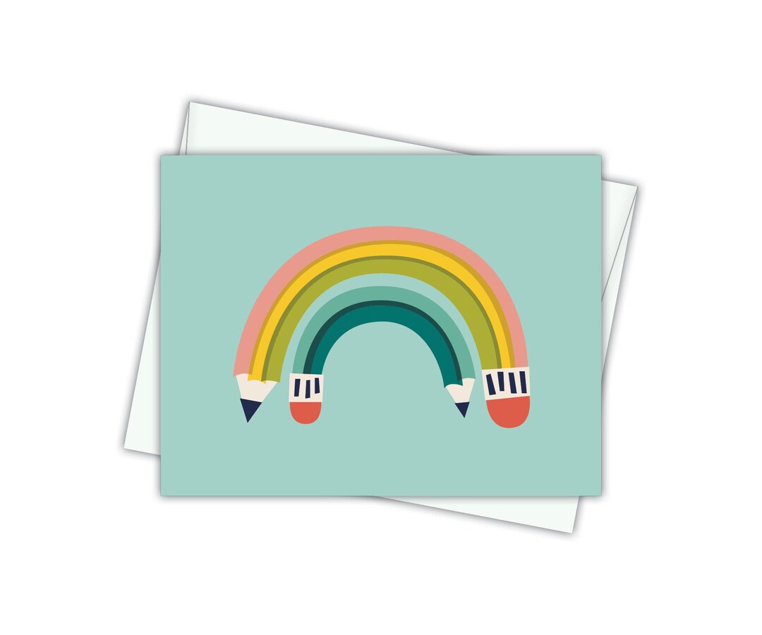 Pencil Rainbow Notecard | Teacher Appreciation Card | Artist Card - Etsy