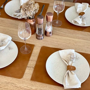 Leather Placemats Set of 2 4 6 8 10 12 Dining Napkin Ring Tablecloth ...