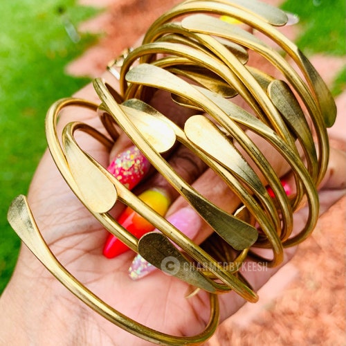 Yellow Brass Bangle Bracelets Set of 5 - Etsy